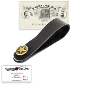 walker & williams at-1 black leather acoustic guitar strap button headstock adaptor for acoustic, electric, and bass guitars