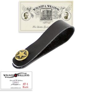 Walker & Williams AT-1 Black Leather Acoustic Guitar Strap Button Headstock Adaptor For Acoustic, Electric, And Bass Guitars