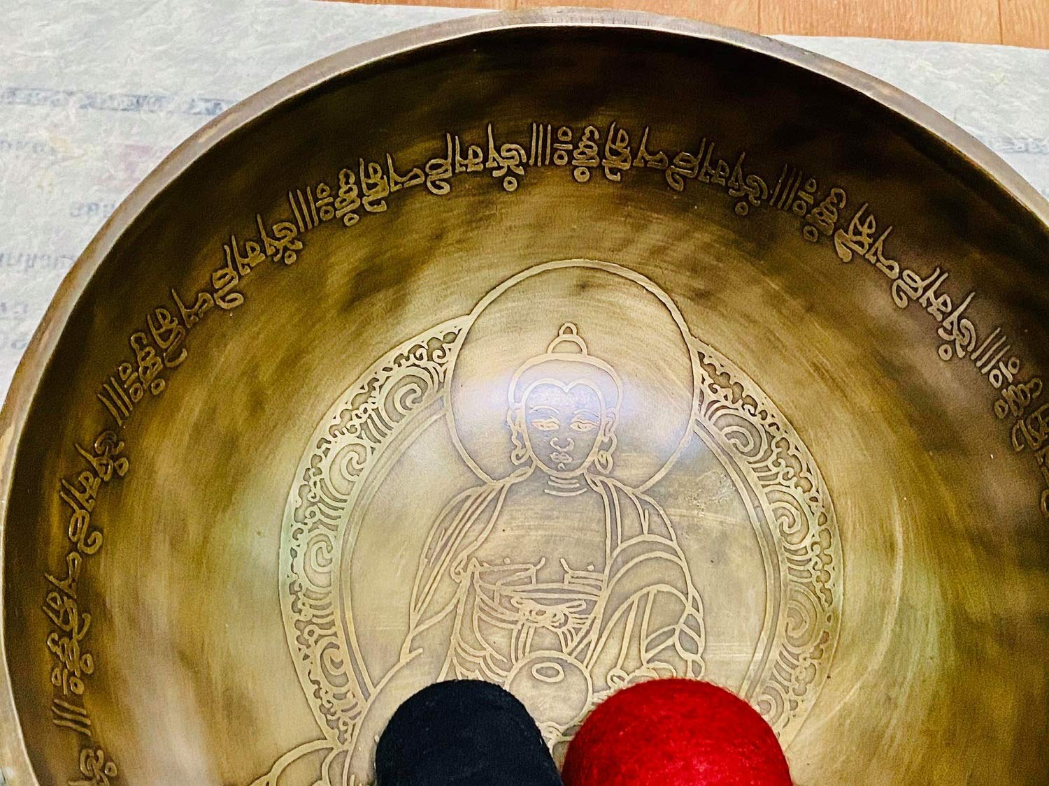 Singing Bowl Nepal-10" Inch Healing Buddha Yoga Bowl- Hand Hammered Tibetan Singing Bowls, Hand Carving From Nepal