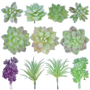 easiness 11 pcs artificial succulent plants unpotted assorted faux succulent fake succulent picks for floral arrangement home decoration