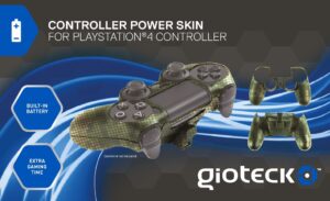 gioteck controller skin plus camo with built-in battery - playstation 4