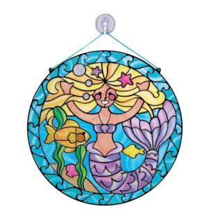 melissa & doug stained glass made easy activity kit: mermaids - 140+ stickers