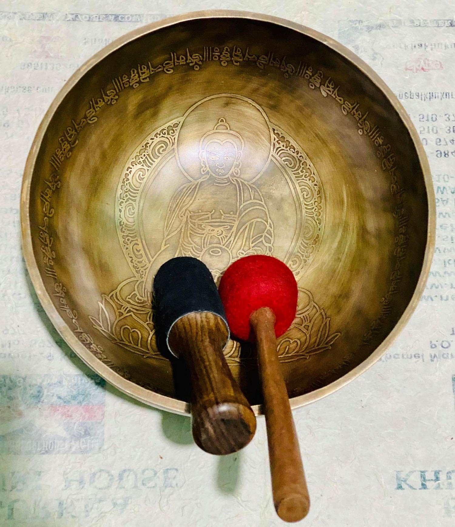 Singing Bowl Nepal-10" Inch Healing Buddha Yoga Bowl- Hand Hammered Tibetan Singing Bowls, Hand Carving From Nepal