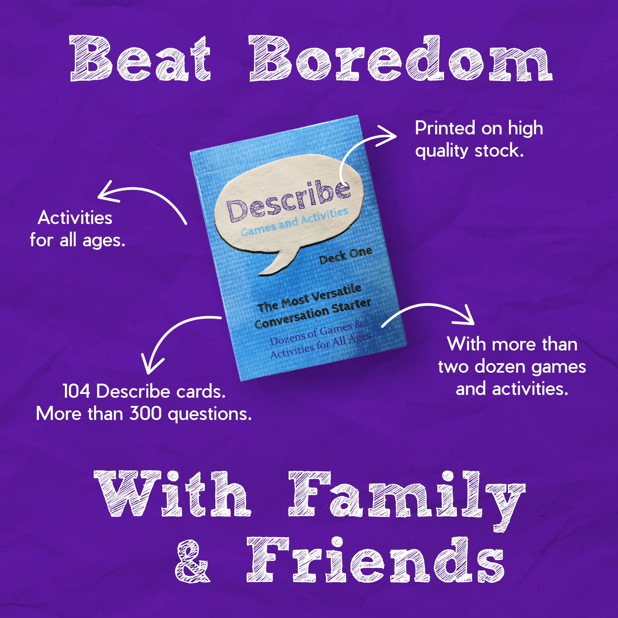 Describe Cards - Deck One Conversation Cards, Over Two Dozen Games and Social Emotional Learning Activities for Families, Therapy, School and More. Includes More Than 300+ Questions.