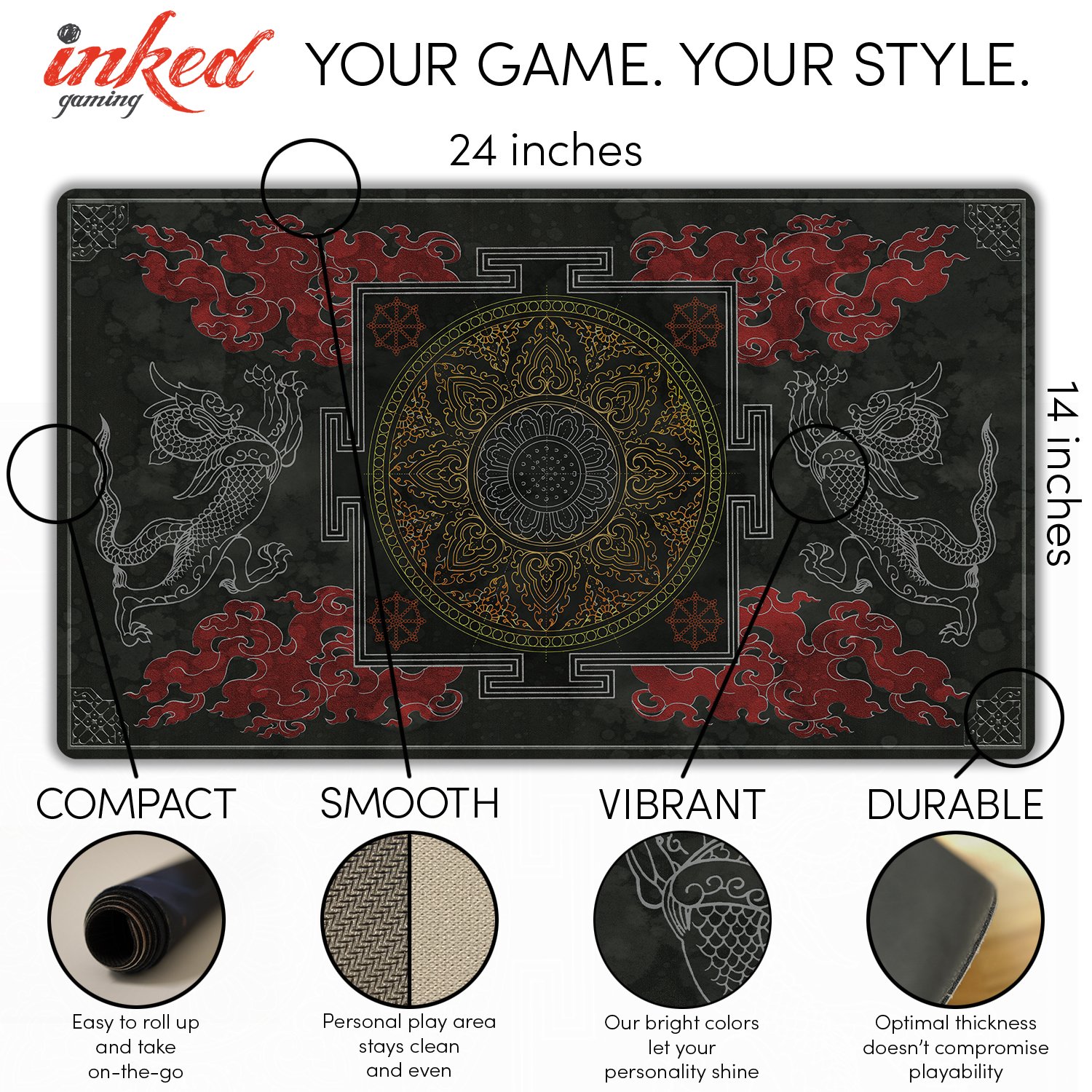 Prophecy Cinder Playmat by Inked Gaming/Perfect for Card Gaming! Your Game. Your Style. Playmat (13+)