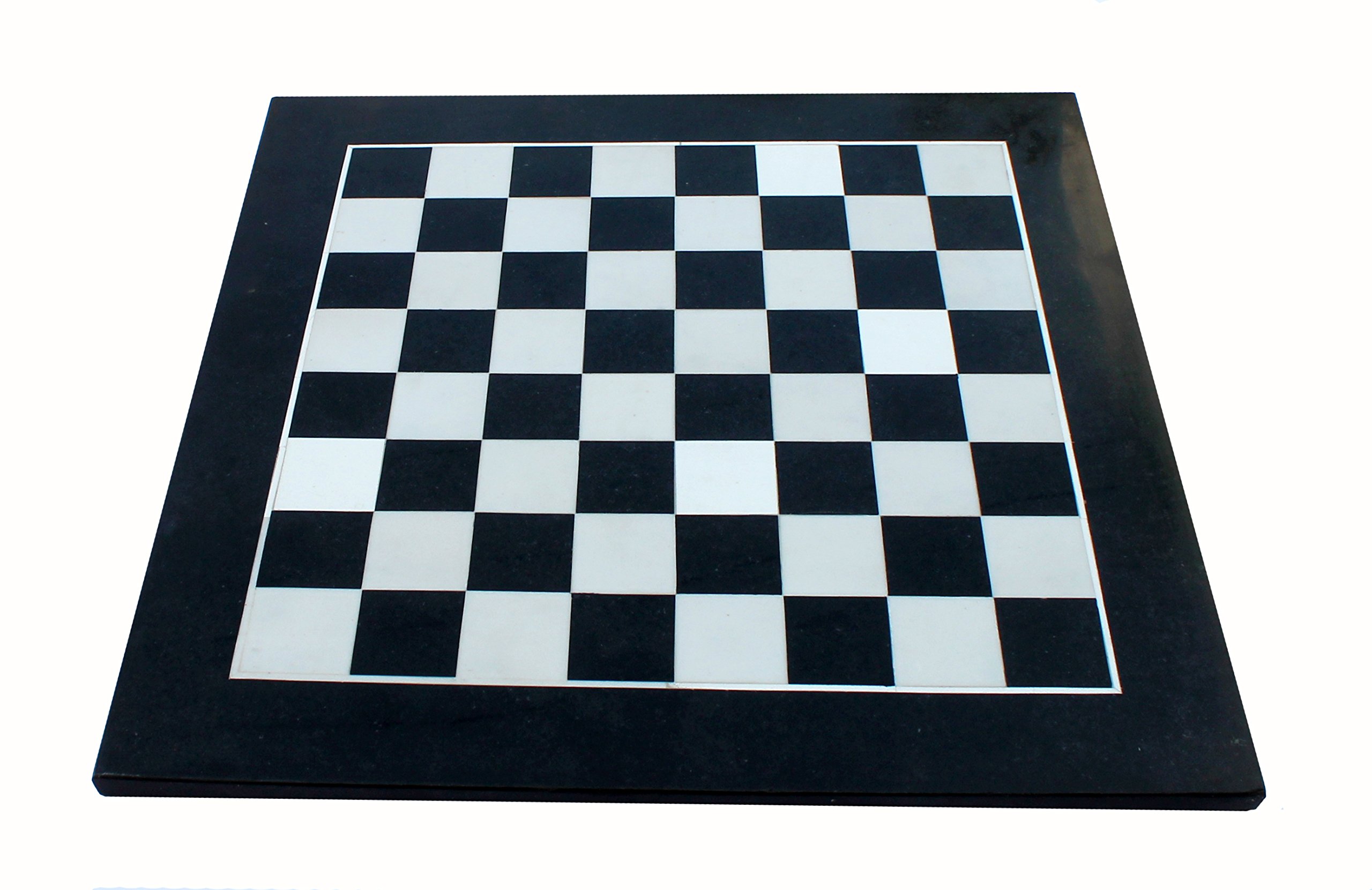 StonKraft Collectible White Natural Stone & Black Marble Chess Board Without Pieces Pawns - Decorative Stone Chess - Home Decor - 12" Inches