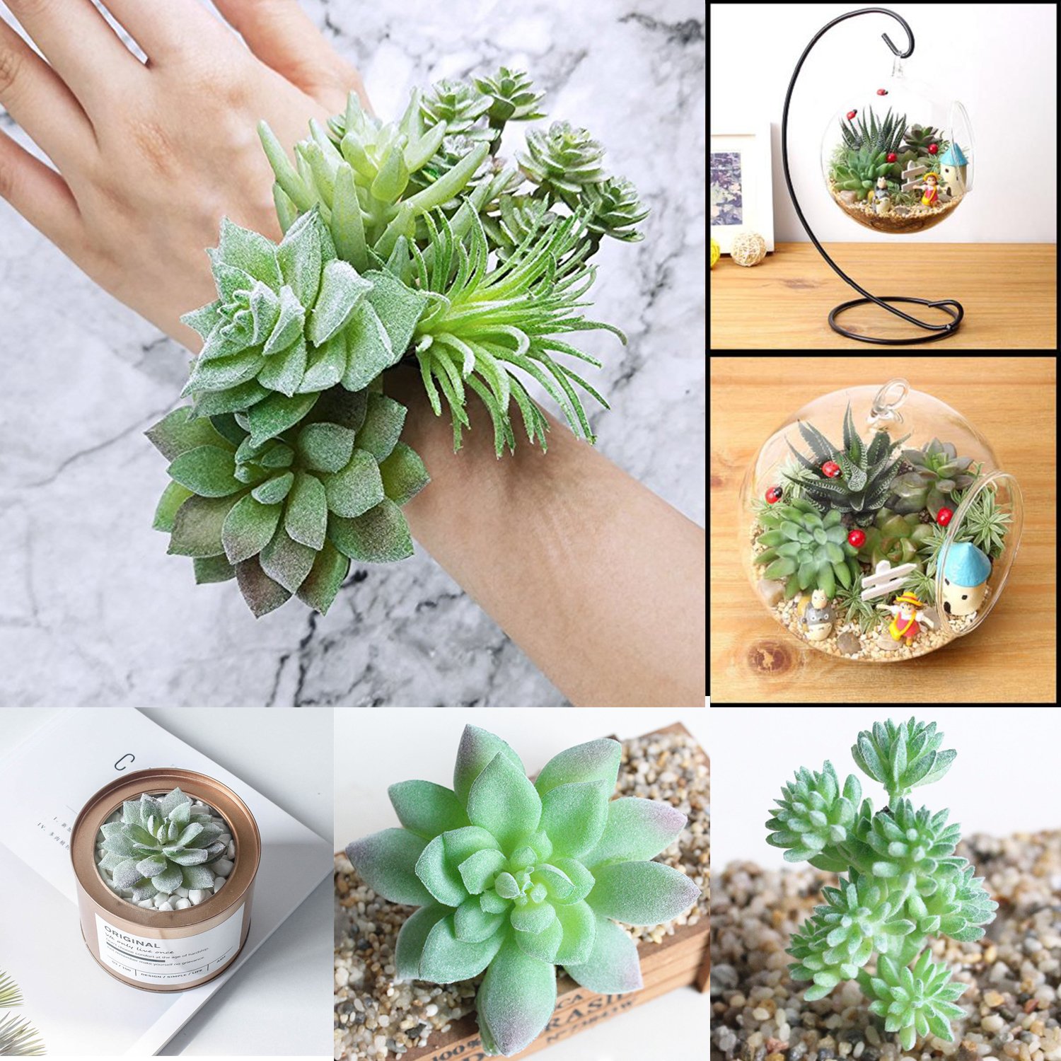 EaSinESS 11 Pcs Artificial Succulent Plants Unpotted Assorted Faux Succulent Fake Succulent Picks for Floral Arrangement Home Decoration