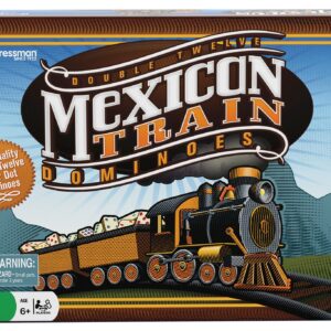 Mexican Train Dominoes - Beautiful Color Dot Double 12 Dominoes Set - Includes Train Markers and Hub by Pressman Multi Color, 5"