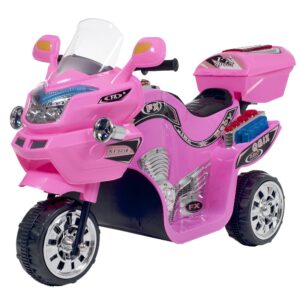 lil' rider ride on toy, 3 wheel motorcycle trike for kids by rockin' rollers – battery powered ride on toys for boys and girls, 3 - 6 year old, large, pink