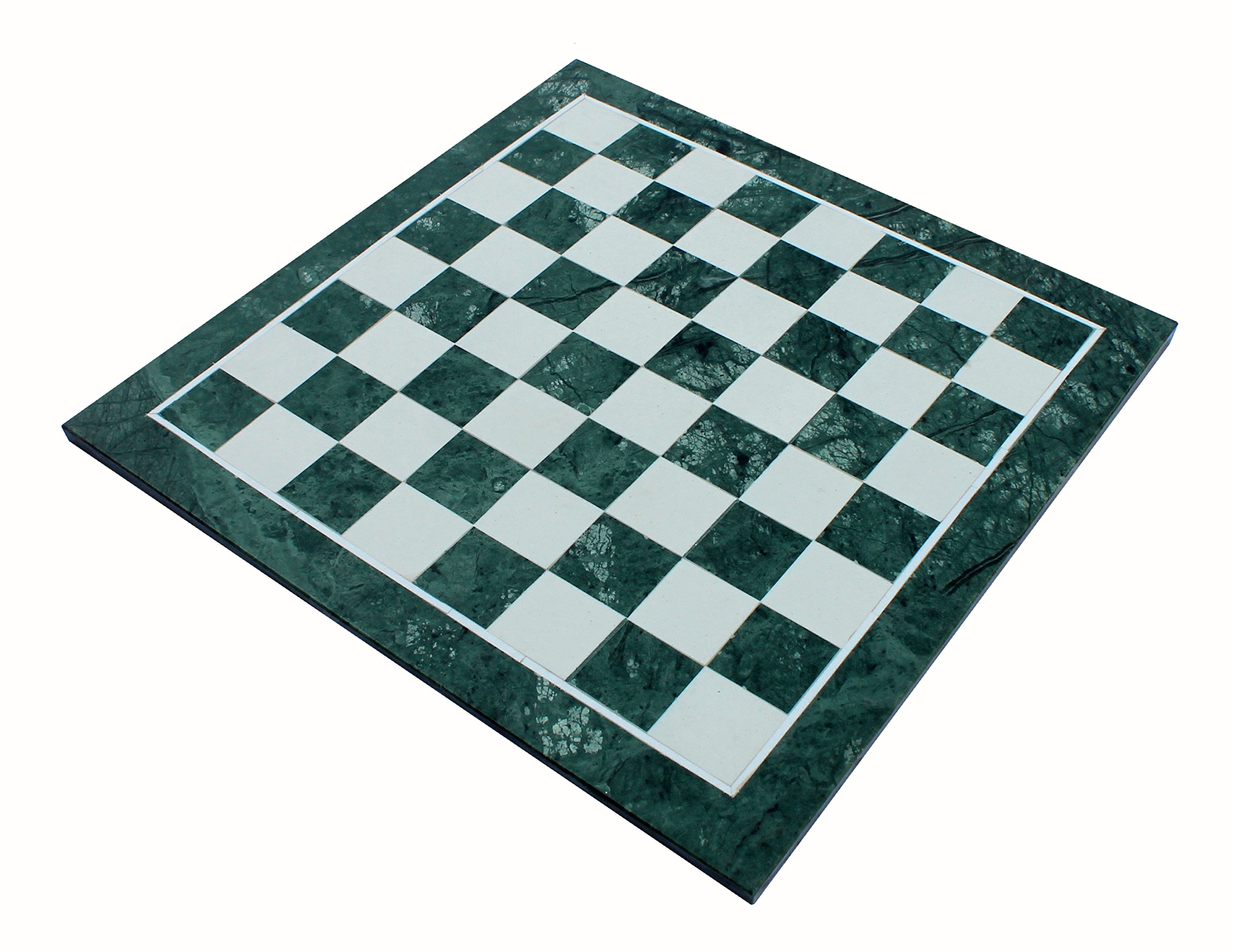 StonKraft Collectible Green Marble Stone Chess Board Without Pieces Pawns - Decorative Stone Chess - Home Décor - 20" Inches