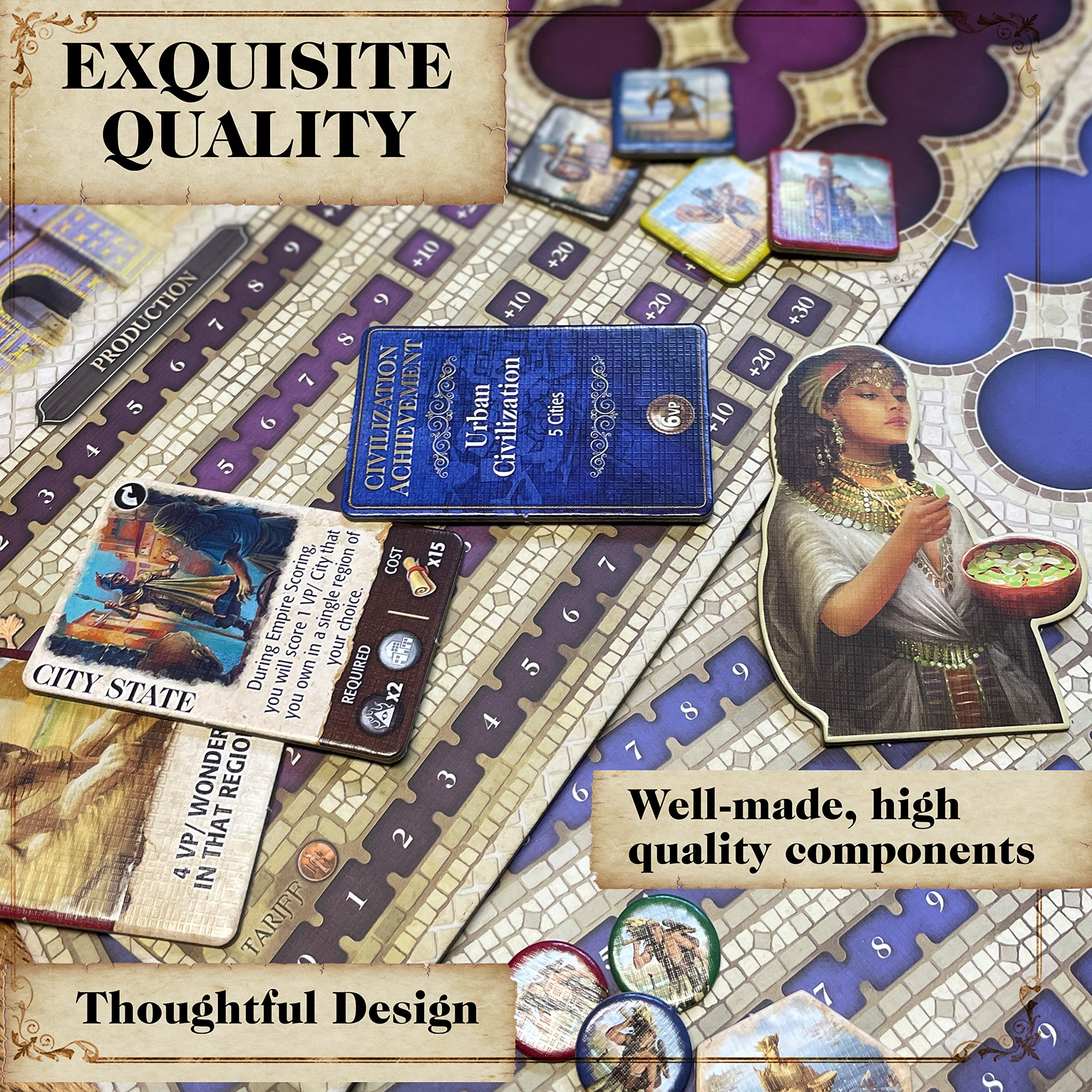 Mosaic: A Story of Civilization - Strategy Board Game for Adults and Family | Fast, Fun, Action-Selection and Area Control Game | 1-6 Players | Ages 14 and Up | 120 Minutes | by Forbidden Games