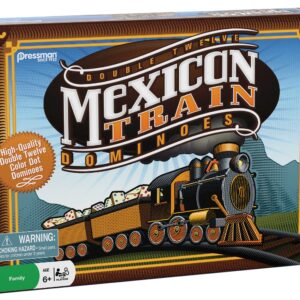 Mexican Train Dominoes - Beautiful Color Dot Double 12 Dominoes Set - Includes Train Markers and Hub by Pressman Multi Color, 5"