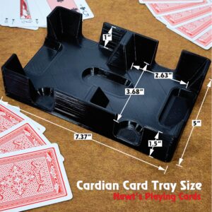 Deluxe Playing Card Tray or Caddy for Card Games Like Canasta, Rummy, UNO and More - Cardian Brand cardholder/Caddy with Felted Bottom - Non-Swivel - Made in USA (Black)