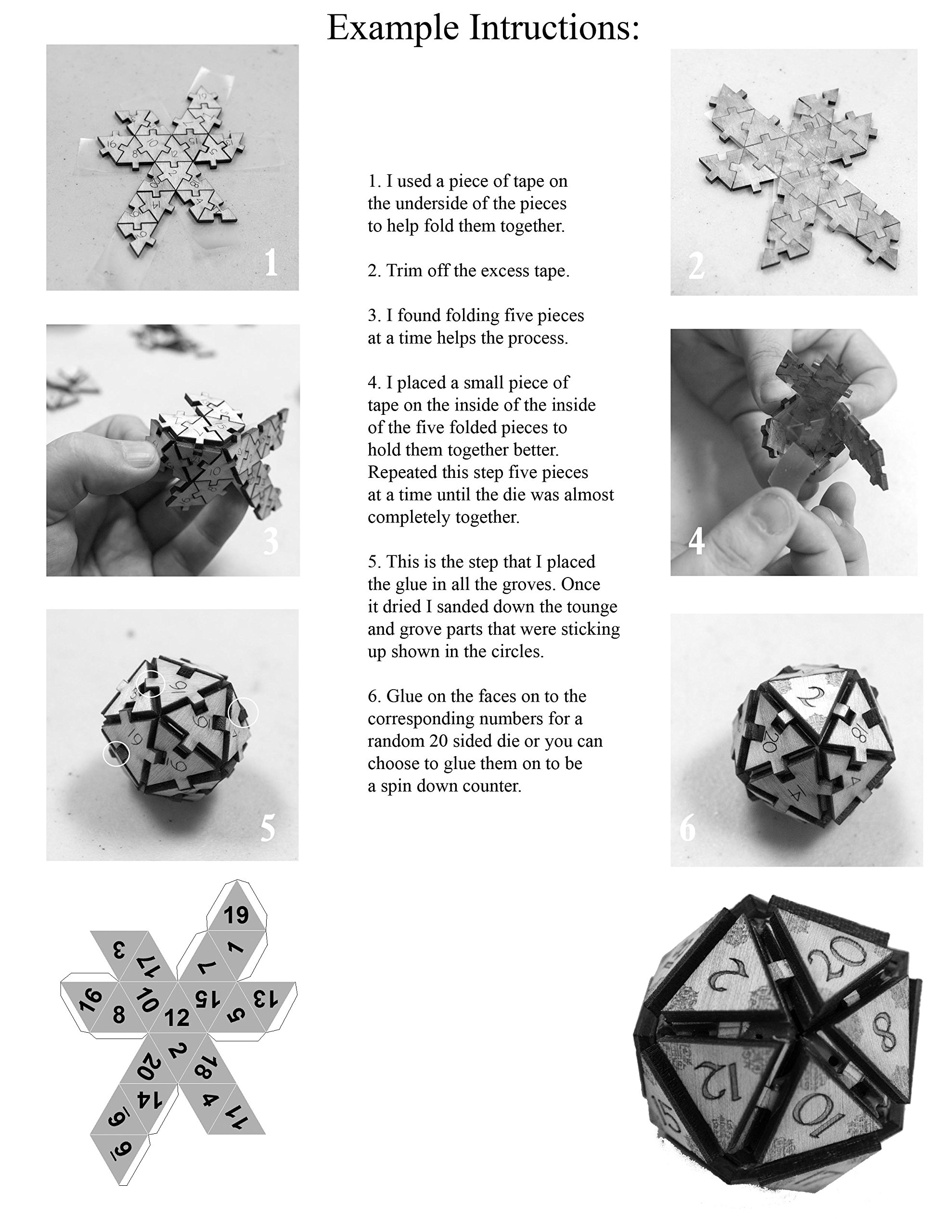 Crafts - 20 Sided Dice - Art Kit - RAW Wood 1.5"x1.5" (Includes 1 die only) Assembly Required