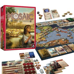 mosaic: a story of civilization - strategy board game for adults and family | fast, fun, action-selection and area control game | 1-6 players | ages 14 and up | 120 minutes | by forbidden games