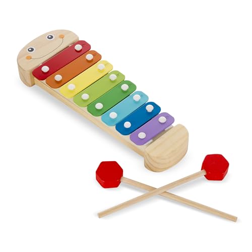 Melissa & Doug Caterpillar Xylophone Musical Toy With Wooden Mallets 15.25" x 6.5" x 1.5 - For Toddlers,Ages 3+,Blue