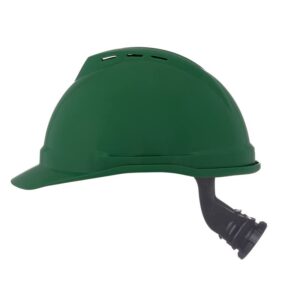 MSA 10034023 V-Gard 500 Cap Style Safety Hard Hat with Fas-Trac III Ratchet Suspension | Polyethylene Shell, Superior Impact Protection, Self Adjusting Crown Straps - Standard Size in Green