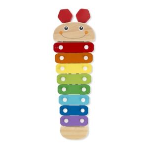 melissa & doug caterpillar xylophone musical toy with wooden mallets 15.25" x 6.5" x 1.5 - for toddlers,ages 3+,blue