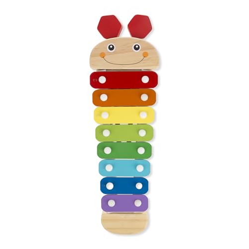 Melissa & Doug Caterpillar Xylophone Musical Toy With Wooden Mallets 15.25" x 6.5" x 1.5 - For Toddlers,Ages 3+,Blue