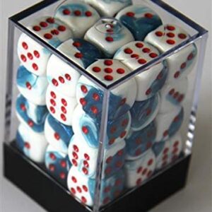 Chessex Dice D6 Sets: Gemini Astral Blue/White/Red - 12Mm 6 Sided Die (36) Block of Dice