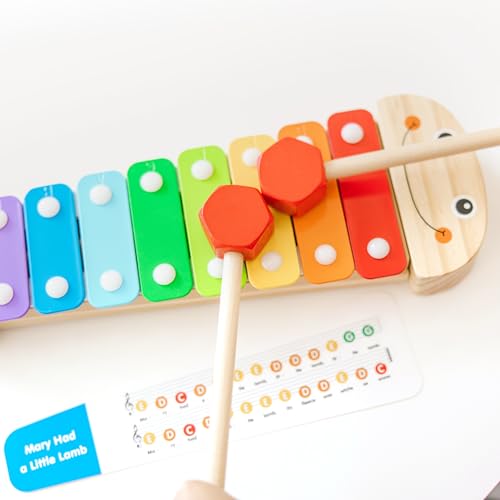 Melissa & Doug Caterpillar Xylophone Musical Toy With Wooden Mallets 15.25" x 6.5" x 1.5 - For Toddlers,Ages 3+,Blue