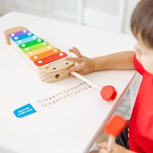 Melissa & Doug Caterpillar Xylophone Musical Toy With Wooden Mallets 15.25" x 6.5" x 1.5 - For Toddlers,Ages 3+,Blue