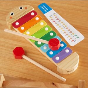 Melissa & Doug Caterpillar Xylophone Musical Toy With Wooden Mallets 15.25" x 6.5" x 1.5 - For Toddlers,Ages 3+,Blue