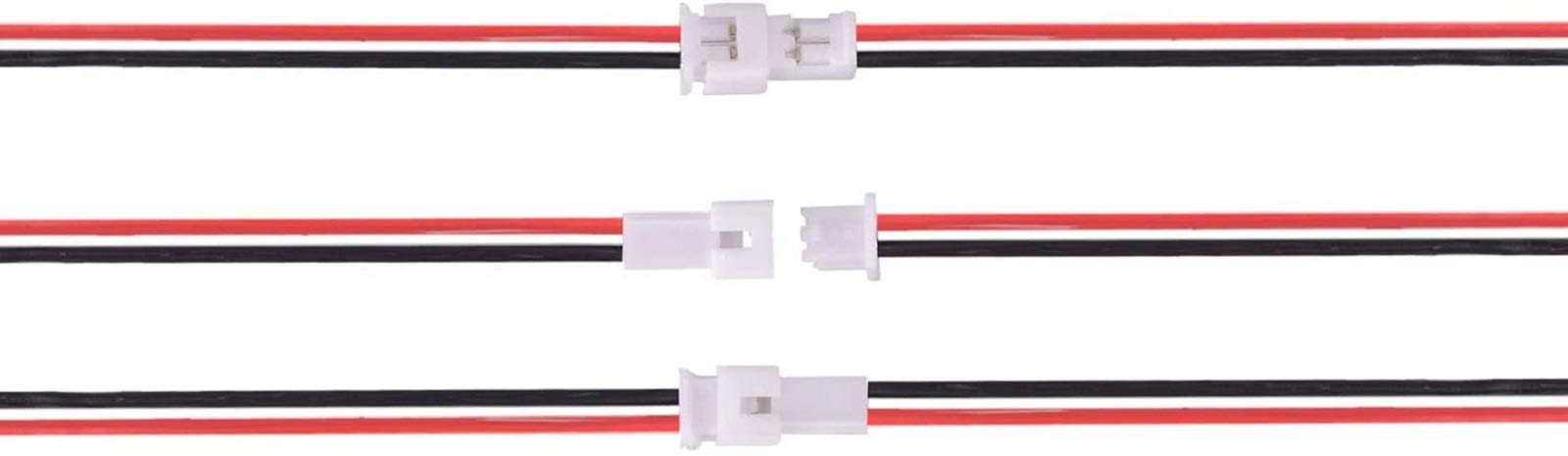 Letool 30 Pairs JST 1.25mm 2 Pin Micro Male Female Connector Plug with Red Black Wire Cable 80mm