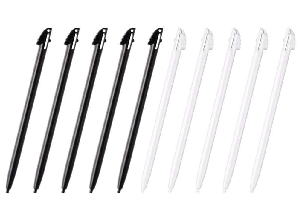 yueton 10pcs Black and White Plastic Replacement Stylus Touch Screen Pen Set, Compatible with Nintendo 3DS, 3DS XL, 3DS LL