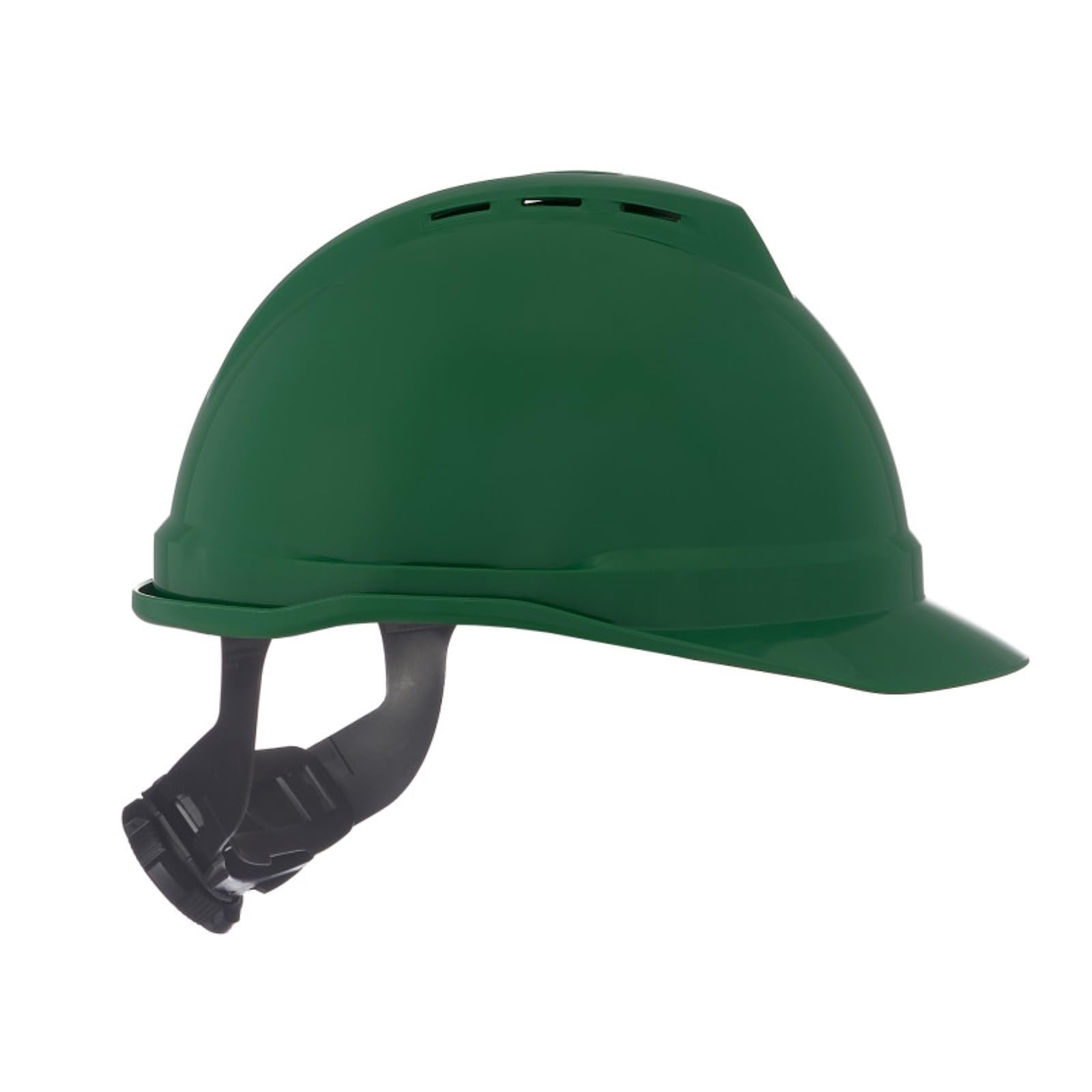 MSA 10034023 V-Gard 500 Cap Style Safety Hard Hat with Fas-Trac III Ratchet Suspension | Polyethylene Shell, Superior Impact Protection, Self Adjusting Crown Straps - Standard Size in Green