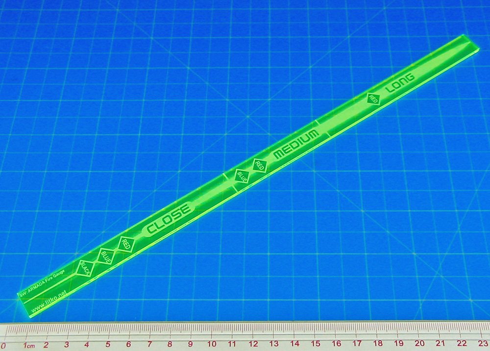 LITKO Fire Gauge | Ruler | Shooting Gauge | Compatible with Star Wars: Armada (Fluorescent Green)