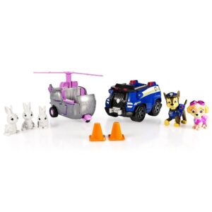 paw patrol adventure bay rescue animal rescue set, chase & skye