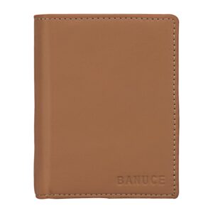 banuce top grain leather trifold wallet for women small with credit card holder and id window brown