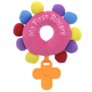 baby rosary "my first rosary"™, plush rattle bright pink