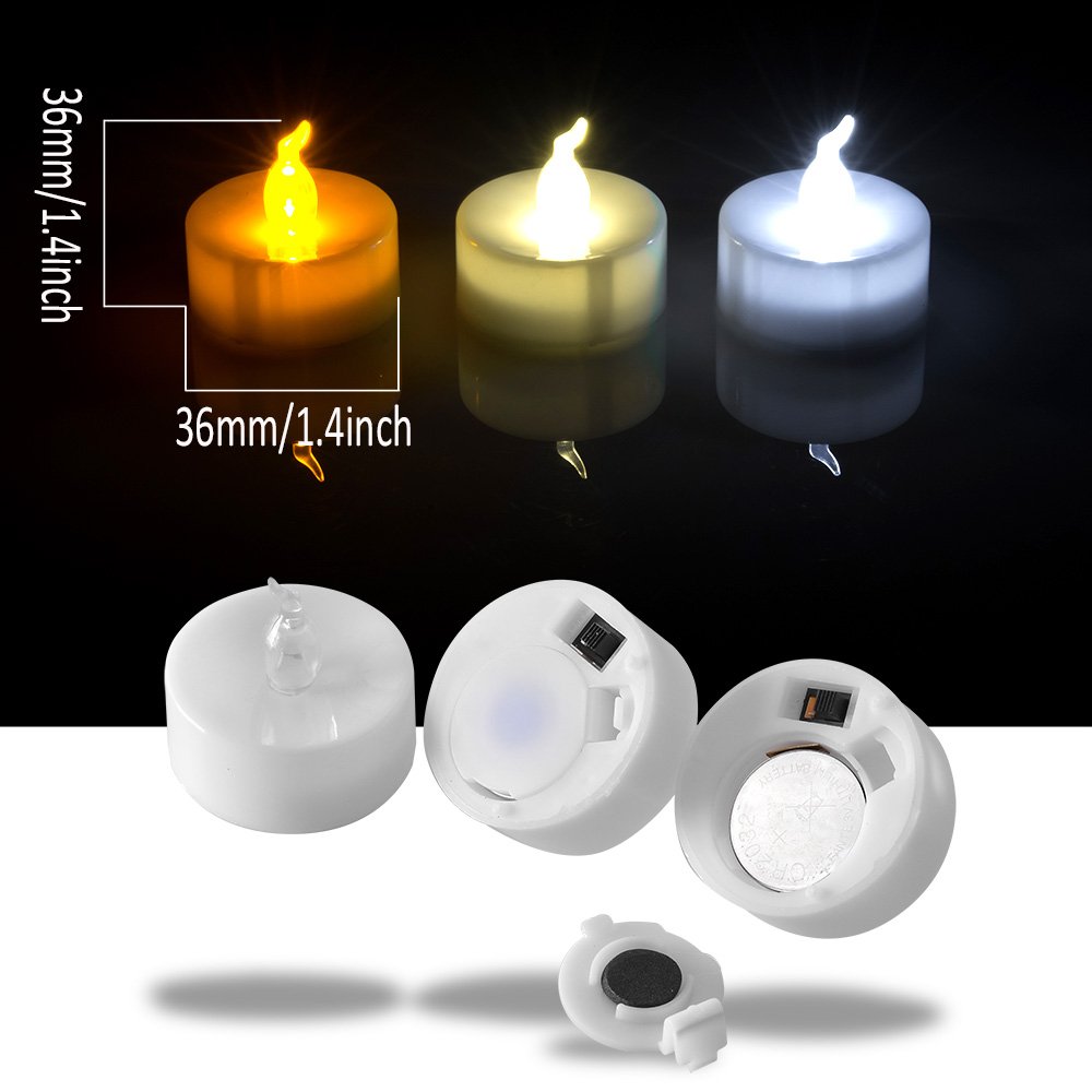 AGPtEK® Timer Flickering Flameless LED Candles Battery-Operated Tealights for Wedding Holiday Party Home Decoration 24pcs(Cool White)