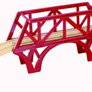 maxim enterprise, inc. 3 Piece Bridge with Ascending Tracks, Durable Plastic and Wooden Railway Suspension Bridge, Accessory Compatible with Major Name Brand Wooden Trains and Accessories