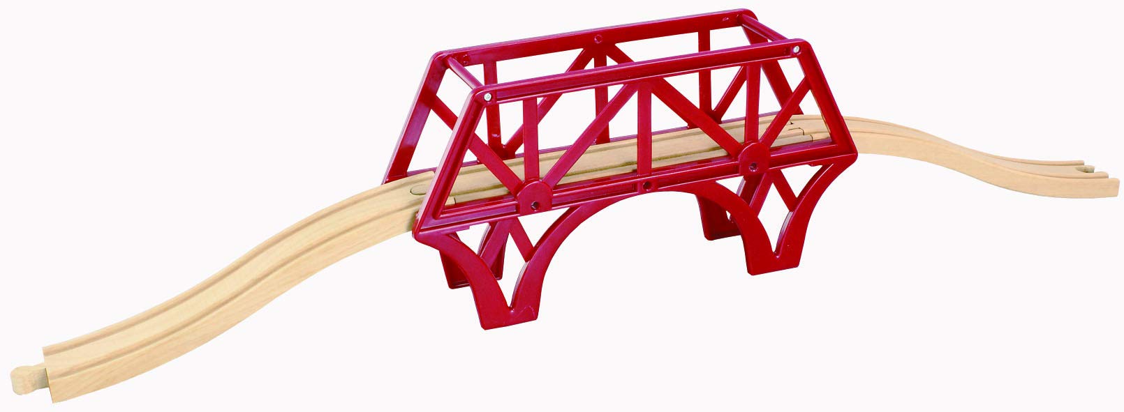 maxim enterprise, inc. 3 Piece Bridge with Ascending Tracks, Durable Plastic and Wooden Railway Suspension Bridge, Accessory Compatible with Major Name Brand Wooden Trains and Accessories