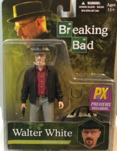 breaking bad px previews exclusive walter white collectible figure in grey khakis including bag of blue stuff by breaking bad