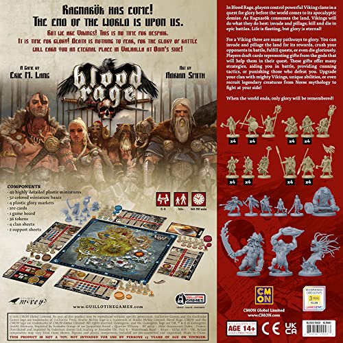 Blood Rage (Core Box) | Strategy Game | Viking Fantasy Board Game | Tabletop Miniatures Battle Game for Adults and Teens | Ages 14+ | 2-4 Players | Avg. Playtime 60-90 Mins | Made by CMON