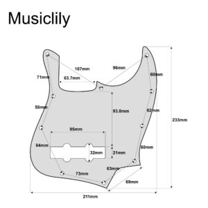 Musiclily 10 Hole Jazz Bass Pickguard J Bass Pick Guards for Fender USA/Mexican Made Standard Jazz Bass Guitar, 4Ply Parchment Pearl