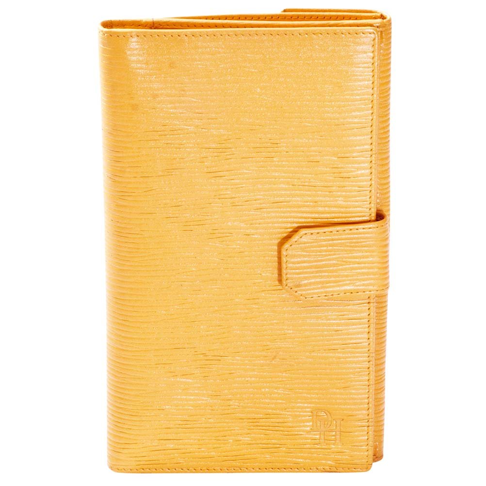 David Hampton Oak Grain Leather Slim Clutch Wallet Straw