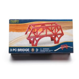 maxim enterprise, inc. 3 Piece Bridge with Ascending Tracks, Durable Plastic and Wooden Railway Suspension Bridge, Accessory Compatible with Major Name Brand Wooden Trains and Accessories