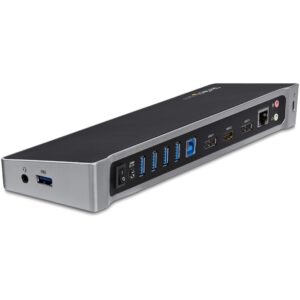 StarTech.com Triple Monitor USB 3.0 Docking Station, 2x 4K DisplayPort & HDMI, USB Type A Universal Laptop Dock, Windows/Mac, TAA