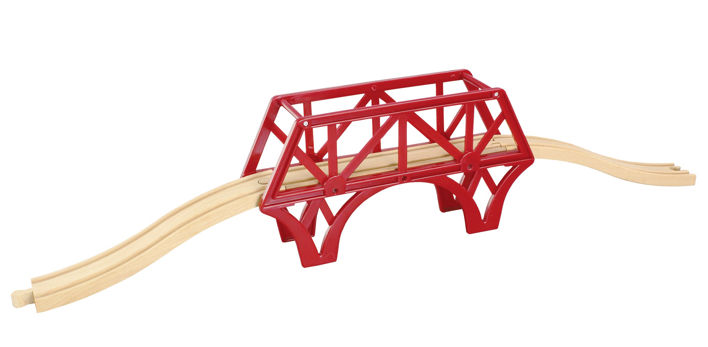 maxim enterprise, inc. 3 Piece Bridge with Ascending Tracks, Durable Plastic and Wooden Railway Suspension Bridge, Accessory Compatible with Major Name Brand Wooden Trains and Accessories