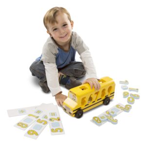 Melissa & Doug Number Matching Math Bus - Educational Toy With 10 Numbers, 3 Math Symbols, and 5 Double-Sided Cards