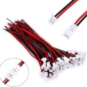 Letool 30 Pairs JST 1.25mm 2 Pin Micro Male Female Connector Plug with Red Black Wire Cable 80mm