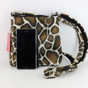 LONI Womens Trendy Animal Print Faux Fur Shoulder Bag/Cross-Body Bag in Giraffe Small