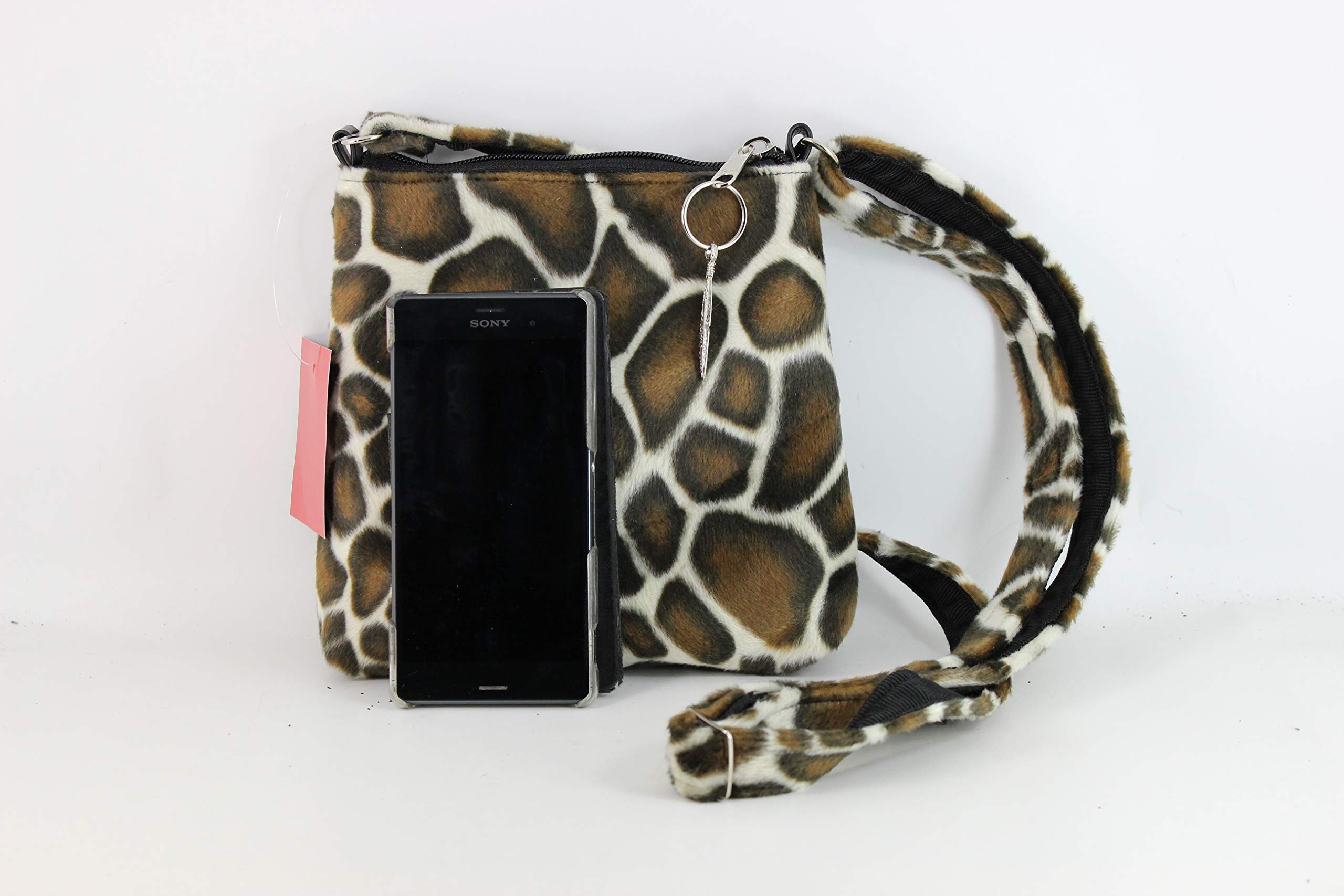 LONI Womens Trendy Animal Print Faux Fur Shoulder Bag/Cross-Body Bag in Giraffe Small