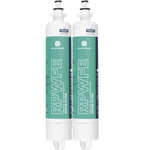 ge rpwfe2pk rpwfe refrigerator water filter, certified to reduce lead, sulfur, and 50+ other impurities, replace every 6 months for best results, pack of 2, 2 count (pack of 1), white