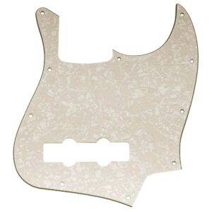 musiclily 10 hole jazz bass pickguard j bass pick guards for fender usa/mexican made standard jazz bass guitar, 4ply parchment pearl